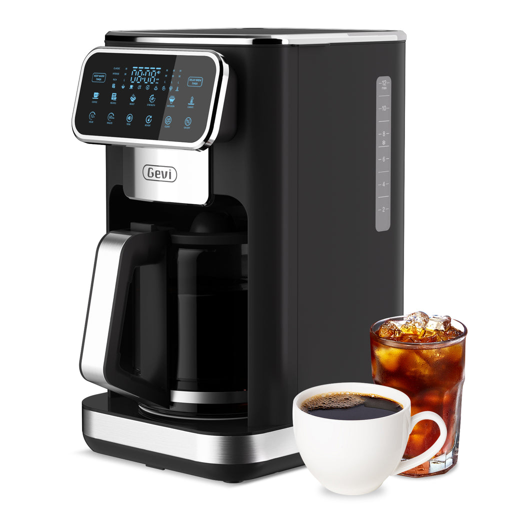 Gevi 12 Cup Programmable Drip Coffee Maker with Touch Screen, Auto Shu ...