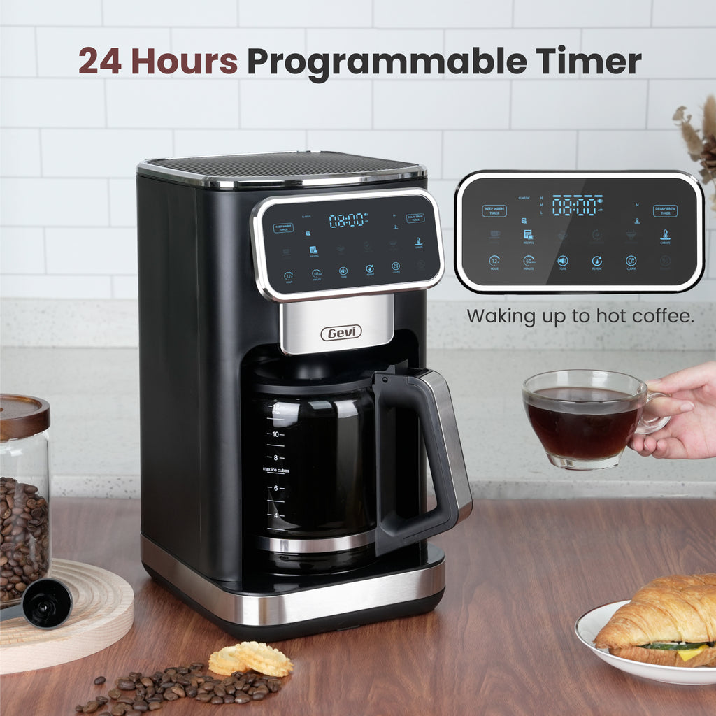 Gevi 12 Cup Programmable Drip Coffee Maker with Touch Screen, Fast and ...