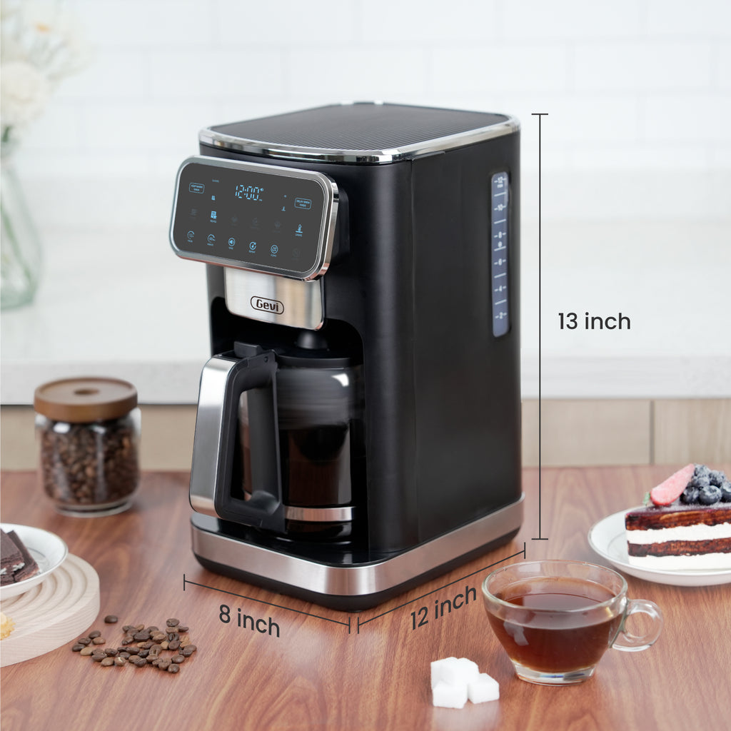 Gevi 12 Cup Programmable Drip Coffee Maker with Touch Screen, Auto Shu ...